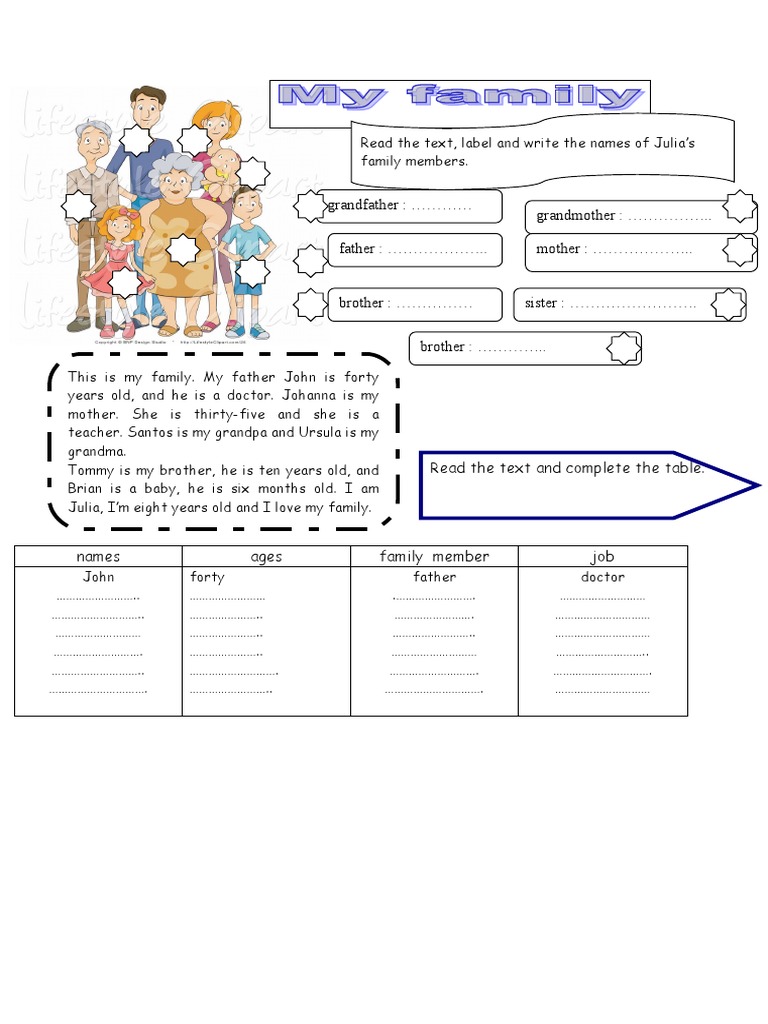 Reading Comprehension My Family | PDF