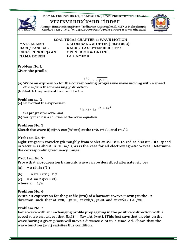 Soal Tugas Chapter 01print | PDF | Wave Function | Waves