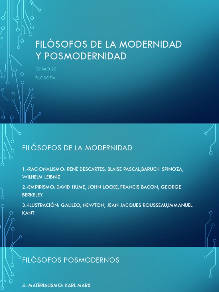 Filósofos Modernos y Posmodernos Clave | PDF