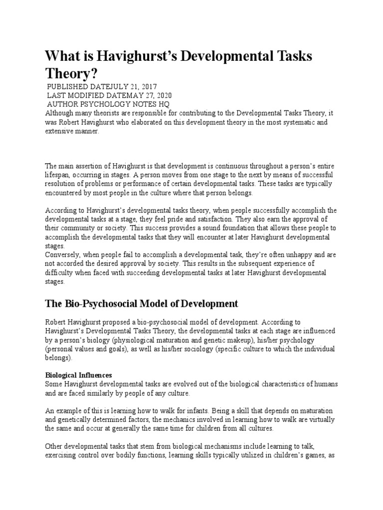 Havighurst Developmental Tasks | PDF | Cognitive Development ...
