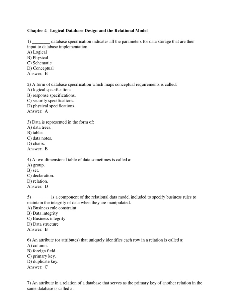 Chapter 4 Logical Database Design and The Relational Model | PDF | Relational Database ...