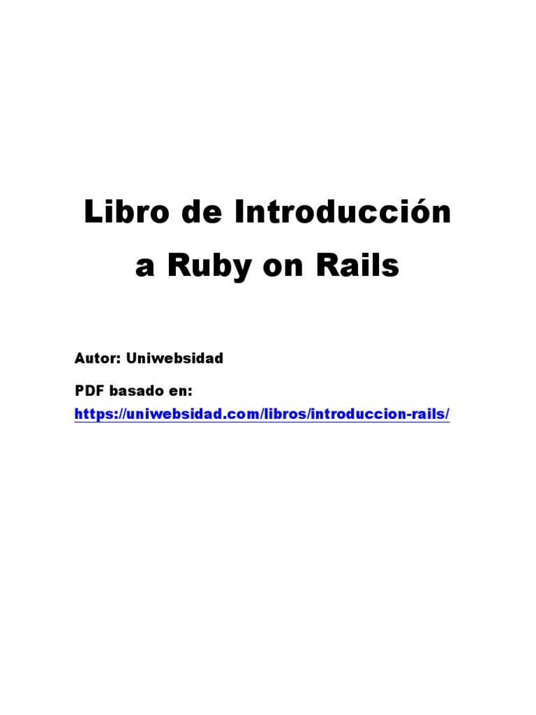 Libro de Introducción A Ruby On Rails | PDF | Ruby on Rails | Archivo de computadora