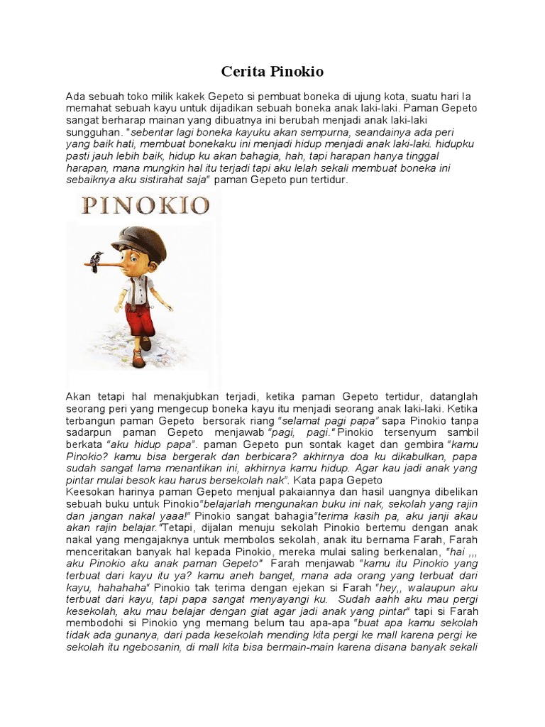 Kisah Pinokio dan Paman Gepeto | PDF
