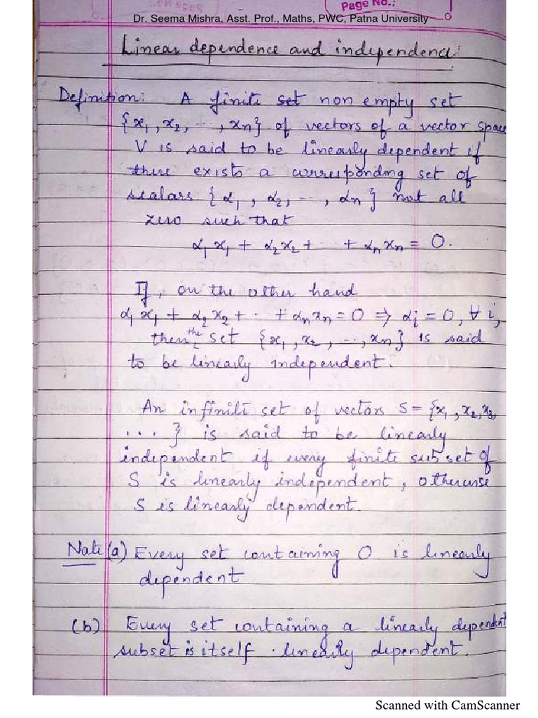 Linear Algebra Notes 2 | PDF