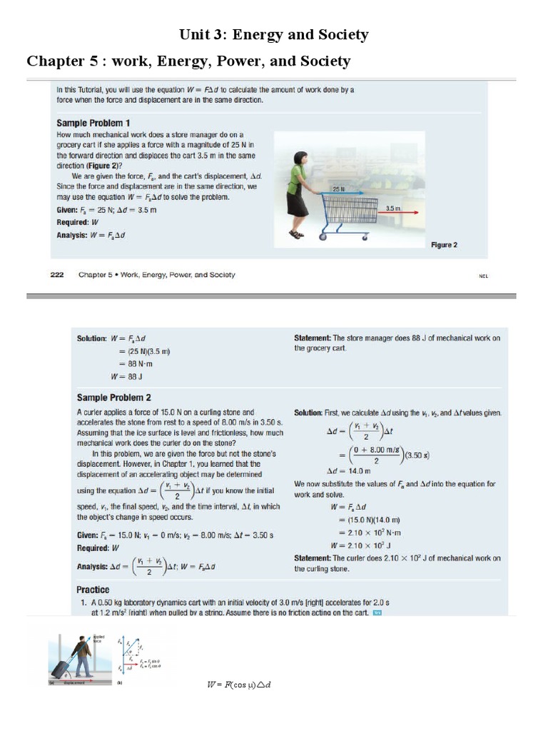Unit 3: Energy and Society Chapter 5: Work, Energy, Power, and Society ...