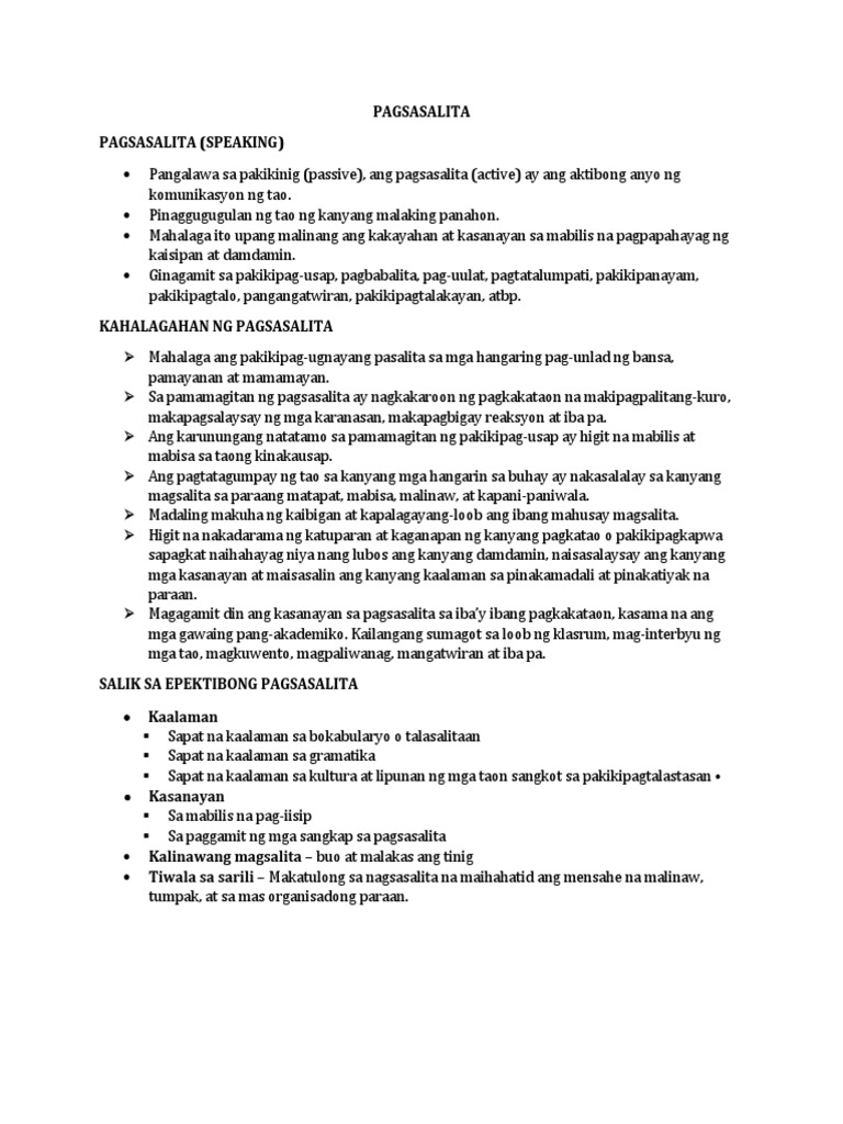 Pagsasalita | PDF
