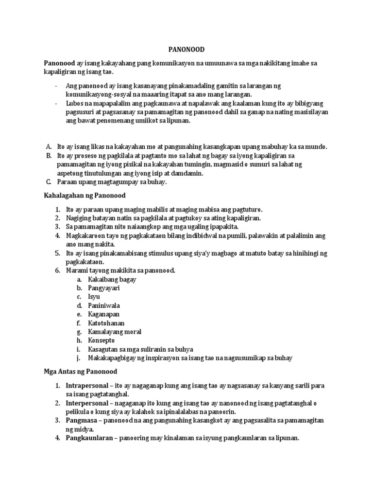 Panonood | PDF