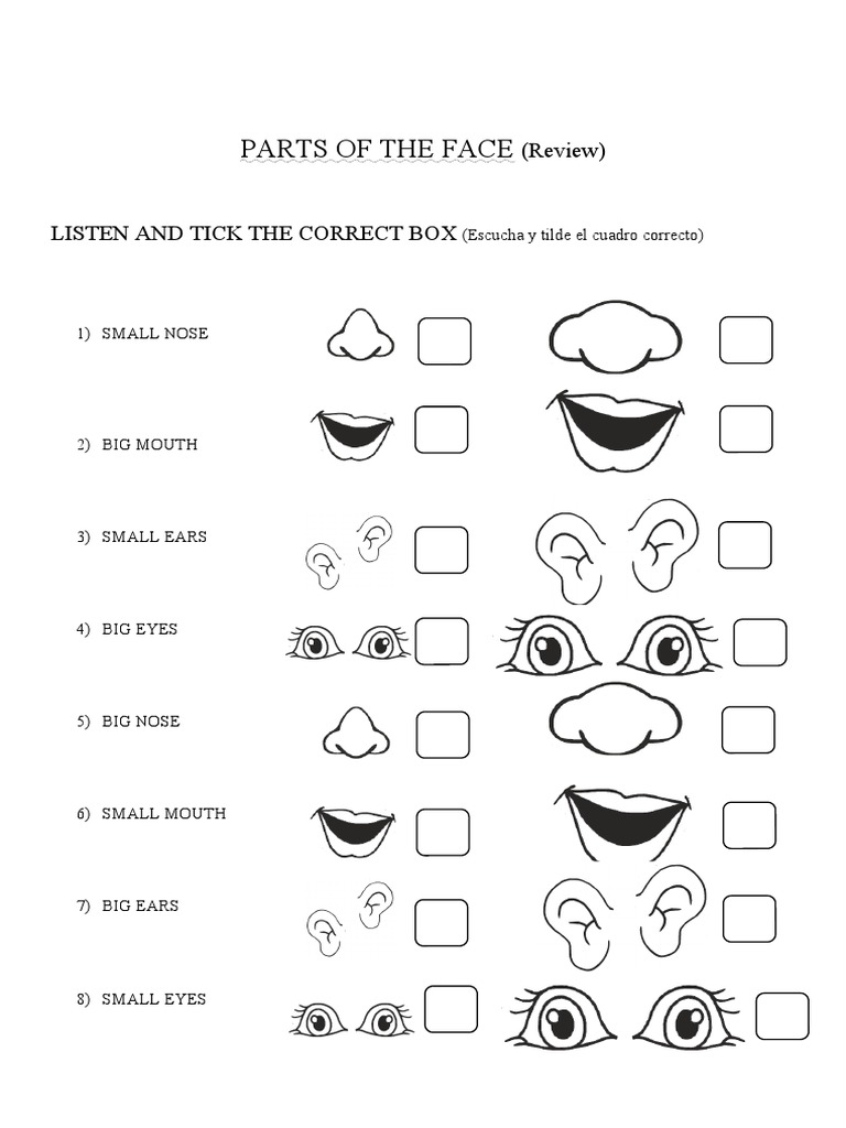 Identifying Facial Features Through Listening and Coloring | PDF