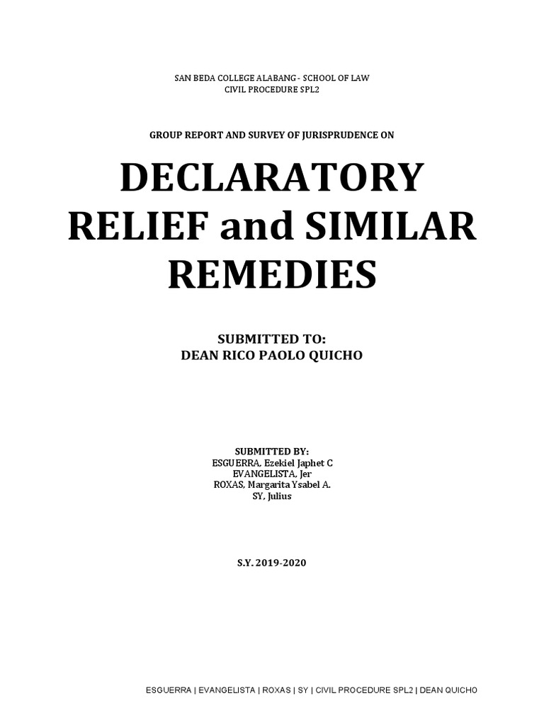 Rule 63 Declaratory Relief | PDF | Declaratory Judgment | Legal Remedy