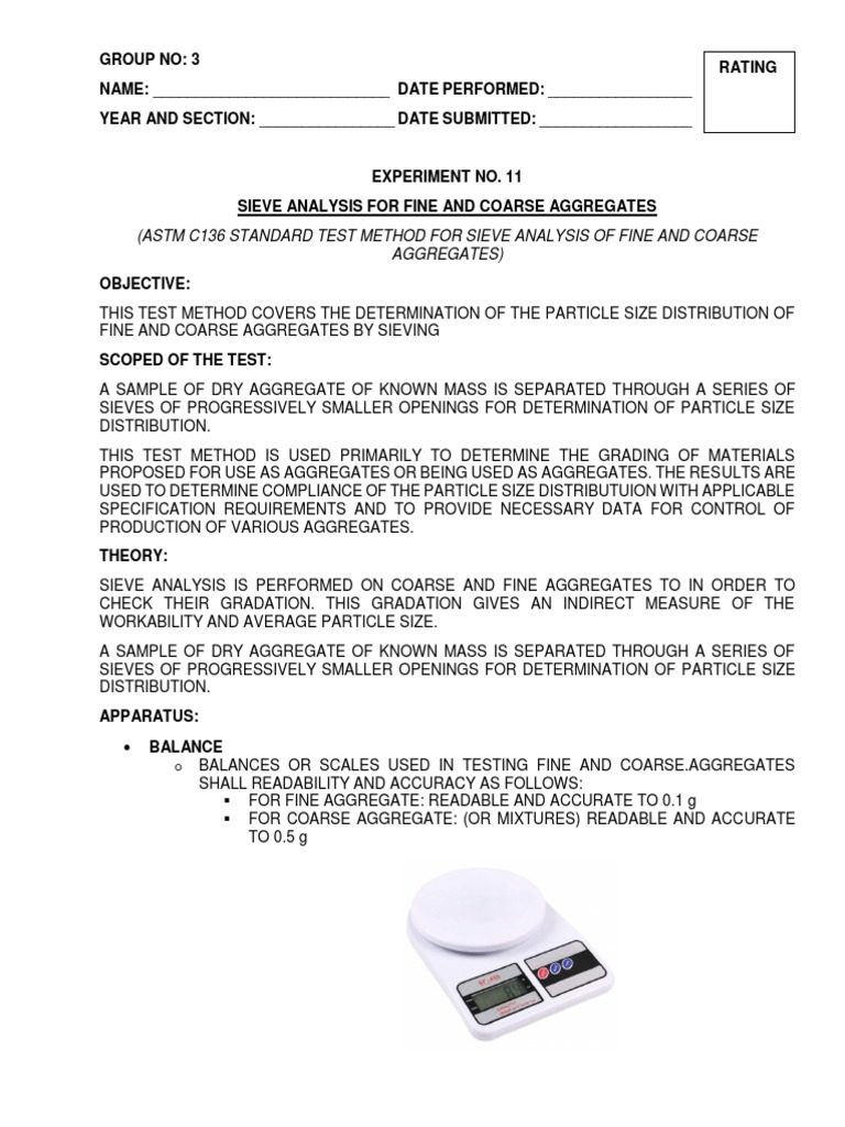Astm C136 Standard Test Method For Sieve Analysis of Fine and Coarse ...