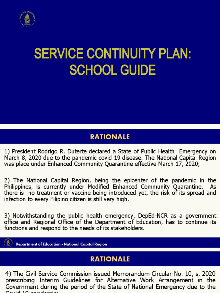 Service Continuity Plan: School Guide | PDF | Workweek And Weekend ...
