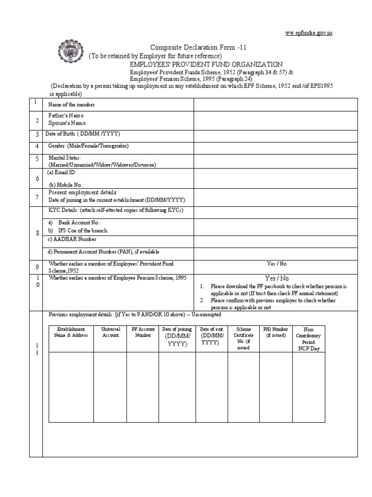 Composite Declaration Form 11: (To Be Retained By Employer, 45% OFF