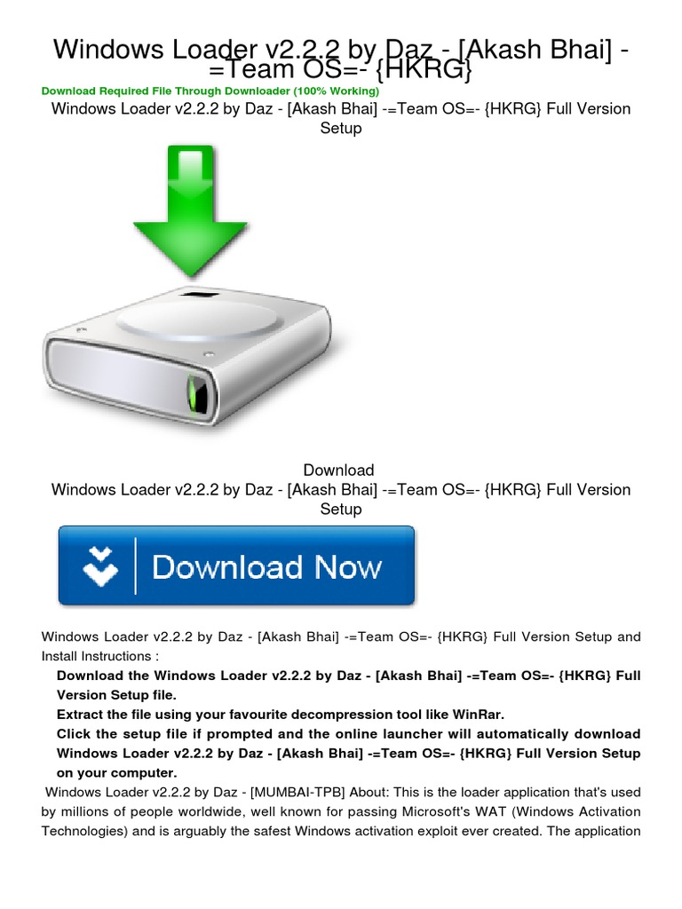 Windows Loader v2.2.2 by Daz - Akash Bhai - Team OS - (HKRG) | PDF | Windows Server 2008 | Windows 7