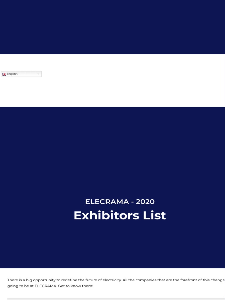 Exhibitors List - Elecrama PDF | PDF | Electricity | Building Engineering