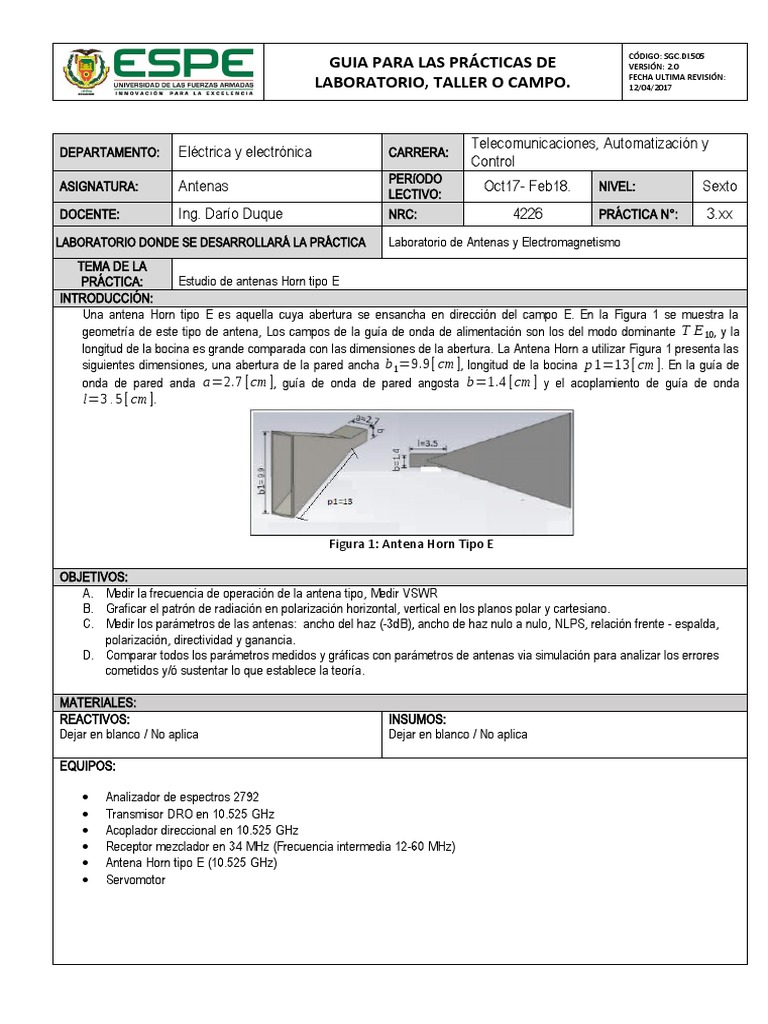 Guia-Lab Horn Tipo e | PDF | Antena (Radio) | Tecnología de radio