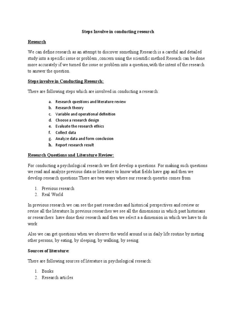 Steps Involve in Conducting Research | PDF | Self-Improvement | Science ...