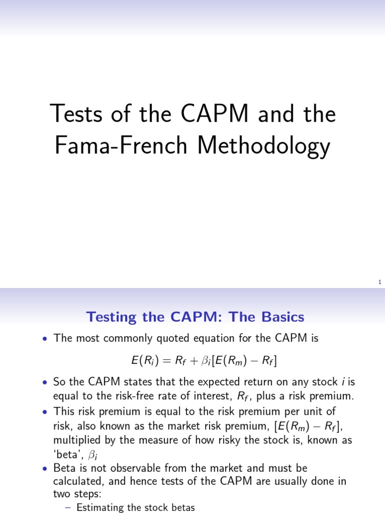 Tests of The CAPM and The Fama-French Methodology | PDF | Capital Asset ...
