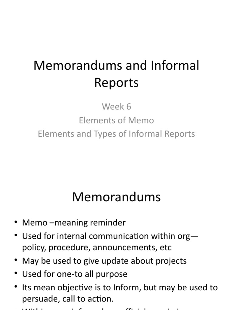 Memorandums and Informal Reports | PDF | Memorandum | Business