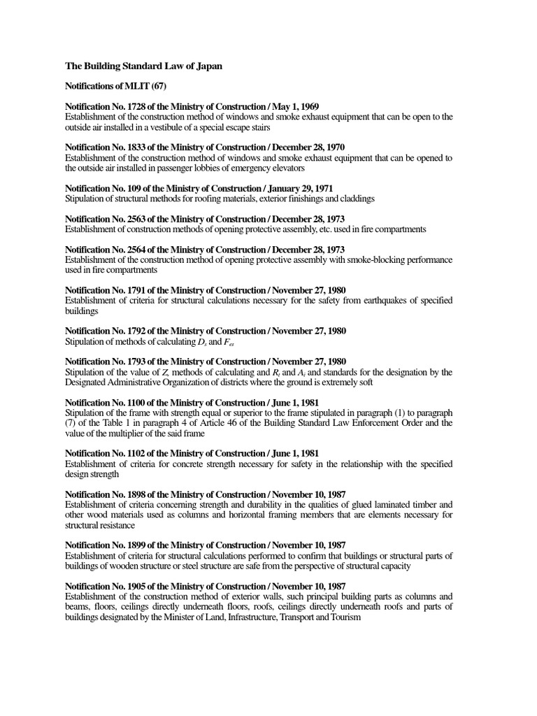 Japanese Building Standard Law Notifications: A Comprehensive ...