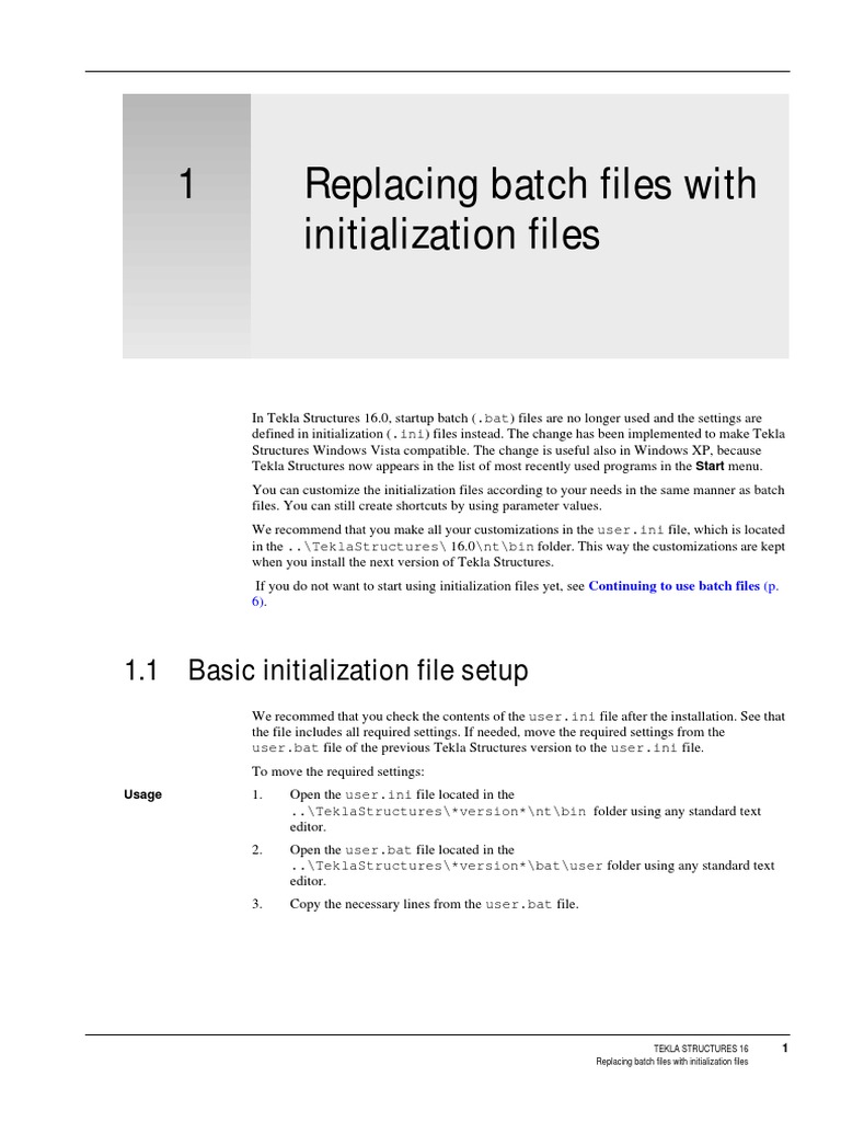Tekla Structures: Using INI Files | PDF | Computer File | Ibm Pc ...
