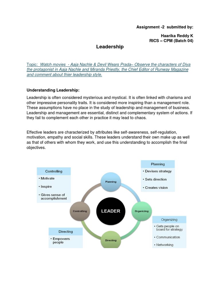 Leadership Assignment | PDF | Transformational Leadership | Leadership
