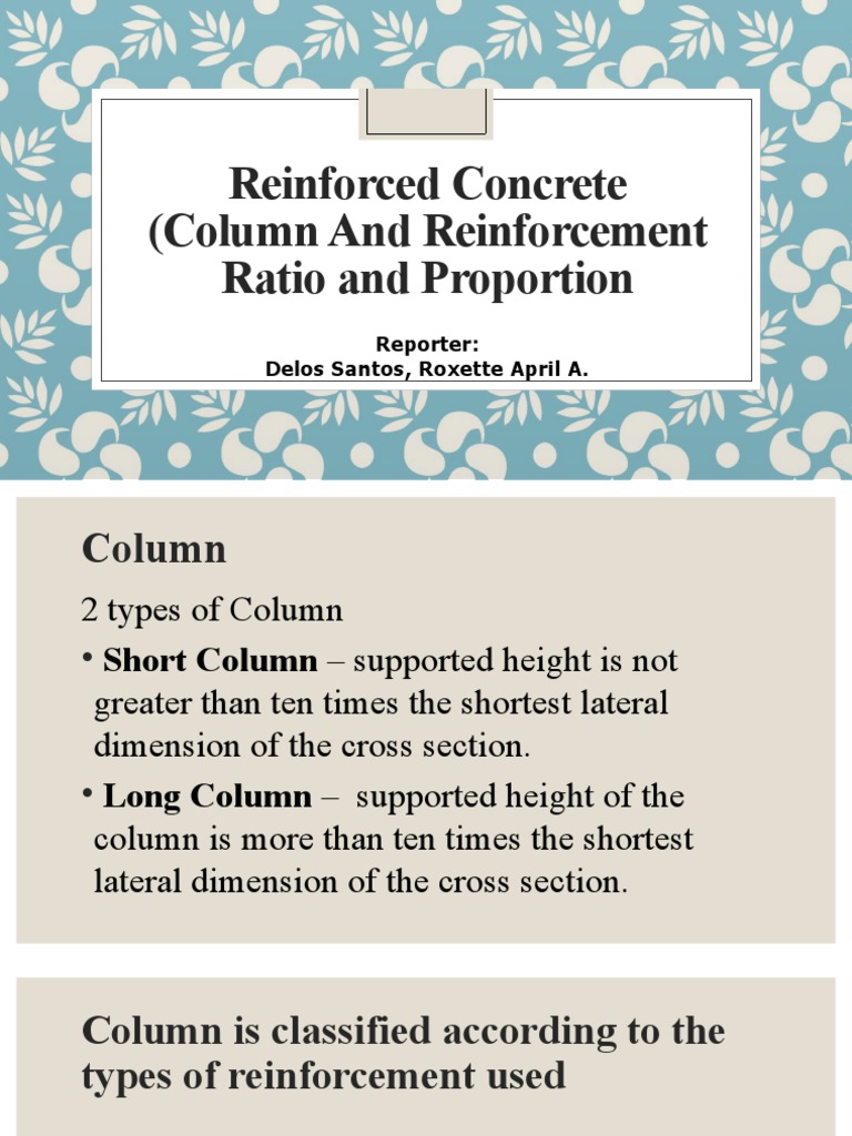 Reinforced Concrete (Column and Reinforcement Ratio and Proportion ...