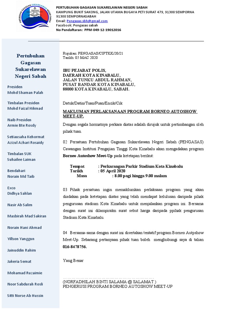 Surat Makluman Menjalankan Program-21 | PDF