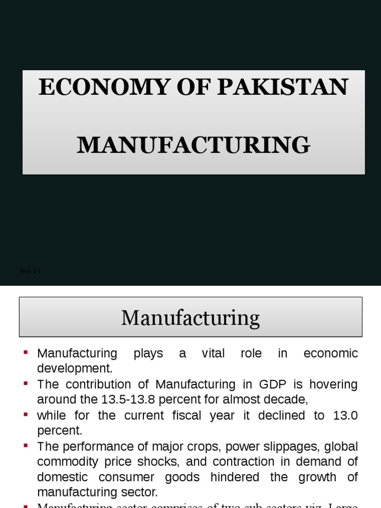 Economy of Pakistan Manufacturing Economy of Pakistan Manufacturing ...
