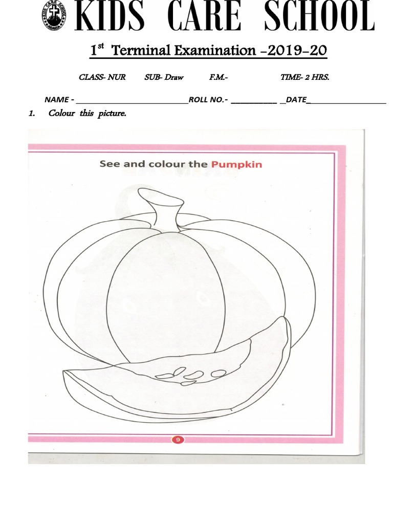 2019-20 Nursery Draw Exam Paper | PDF