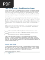 Reaction Paper Format | PDF | Paragraph | Writing