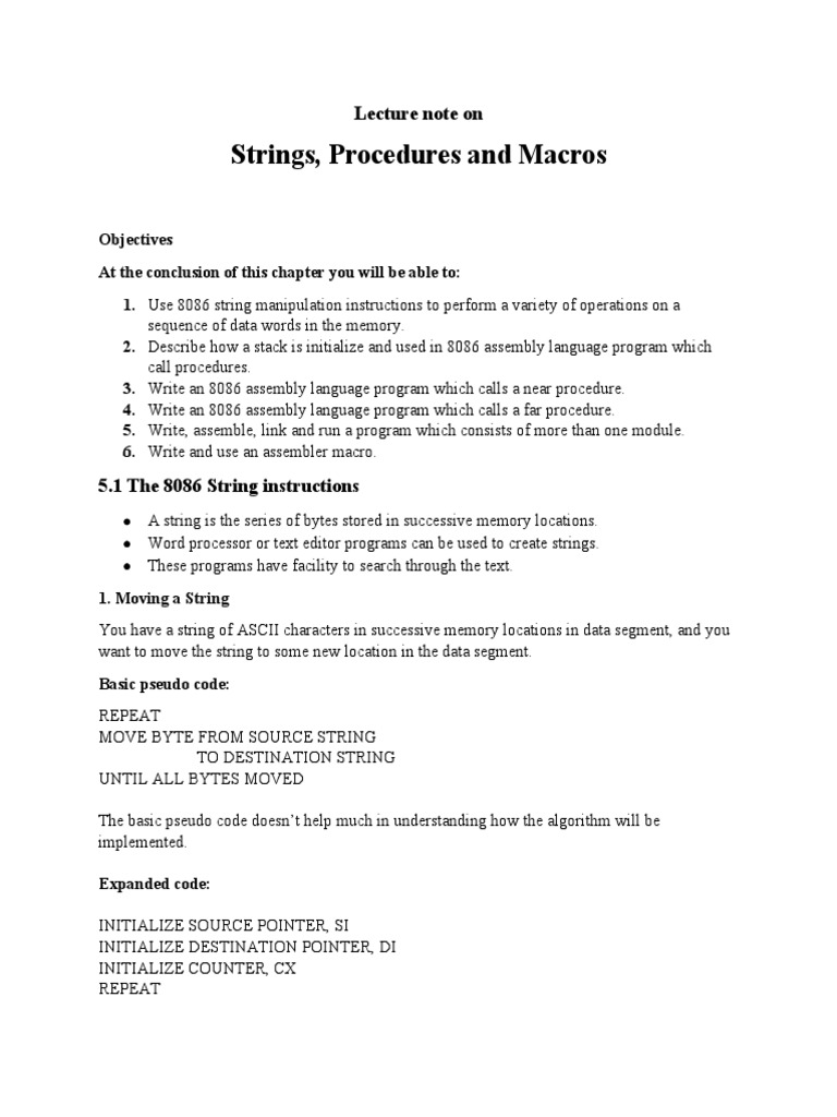 Strings, Procedures and Macros | PDF | Subroutine | String (Computer Science)