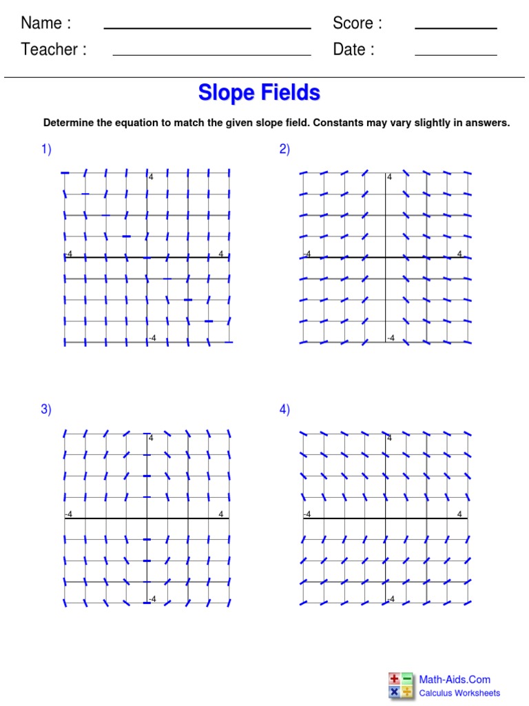 Determining Differential Equations from Slope Fields | PDF | Slope ...