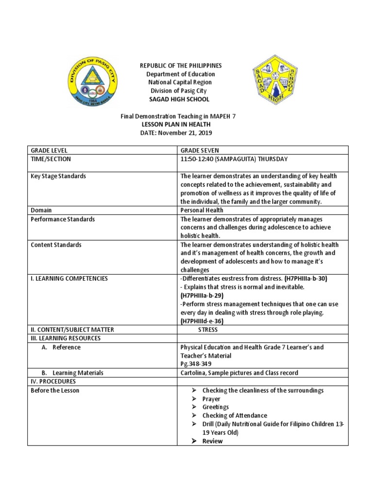 Stress Management Lesson Plan | PDF | Stress (Biology) | Motivation