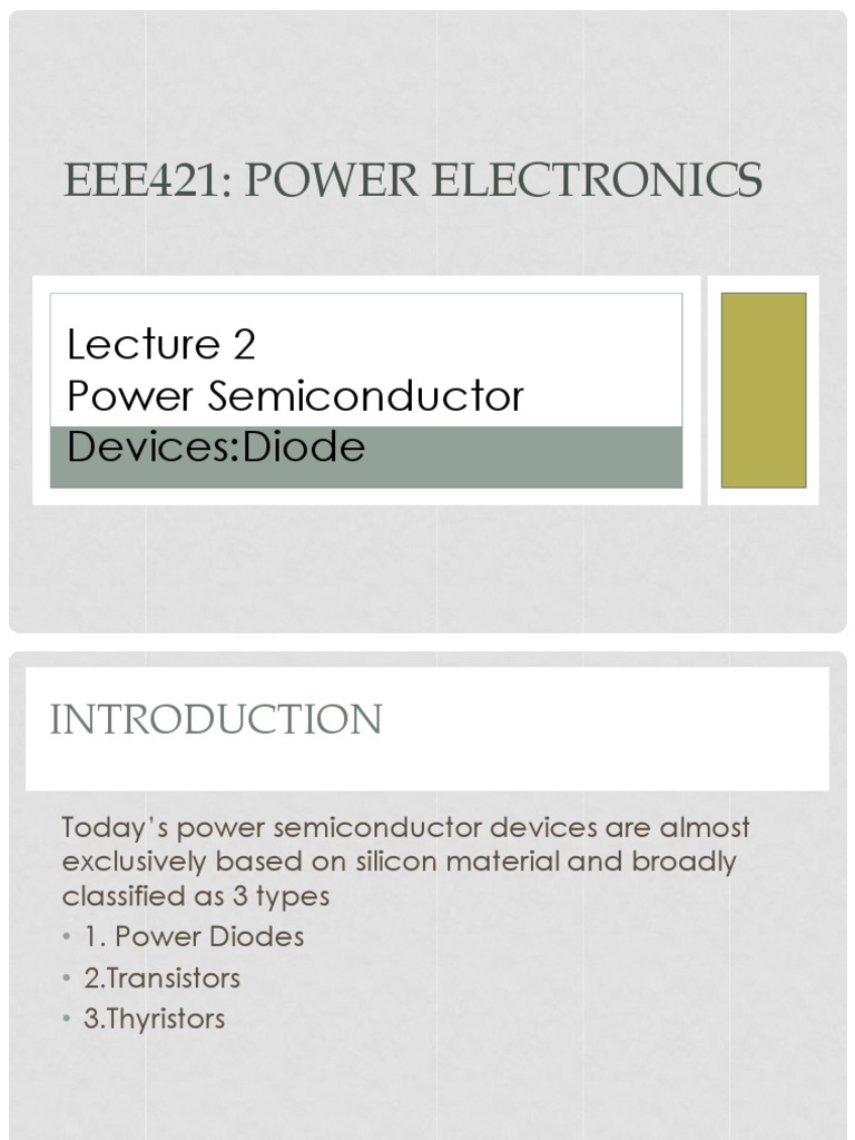 Eee421: Power Electronics: Power Semiconductor Devices:Diode | PDF ...