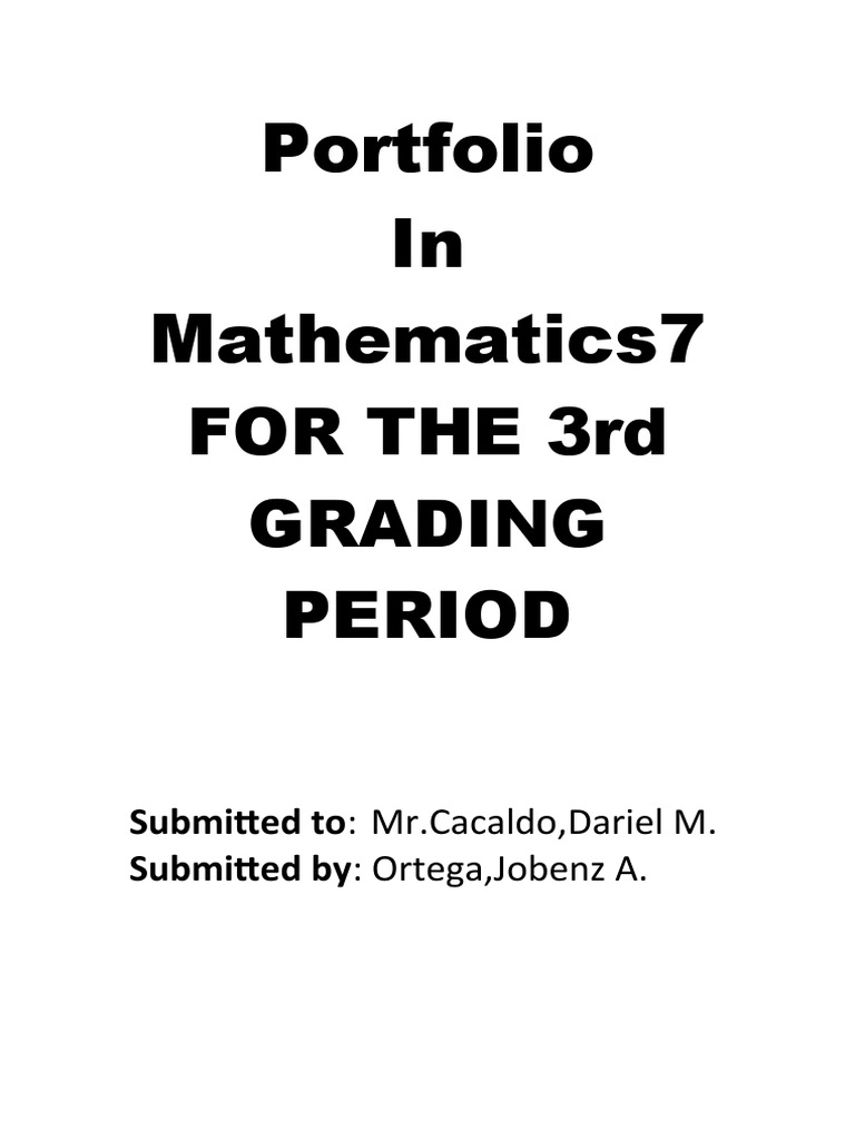 3rd Grading Period Math Portfolio | PDF