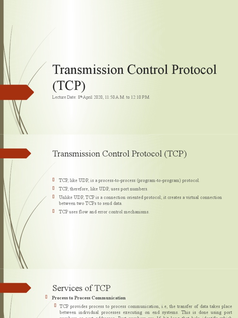 Unit 4 Lec2 | PDF | Transmission Control Protocol | Port (Computer ...