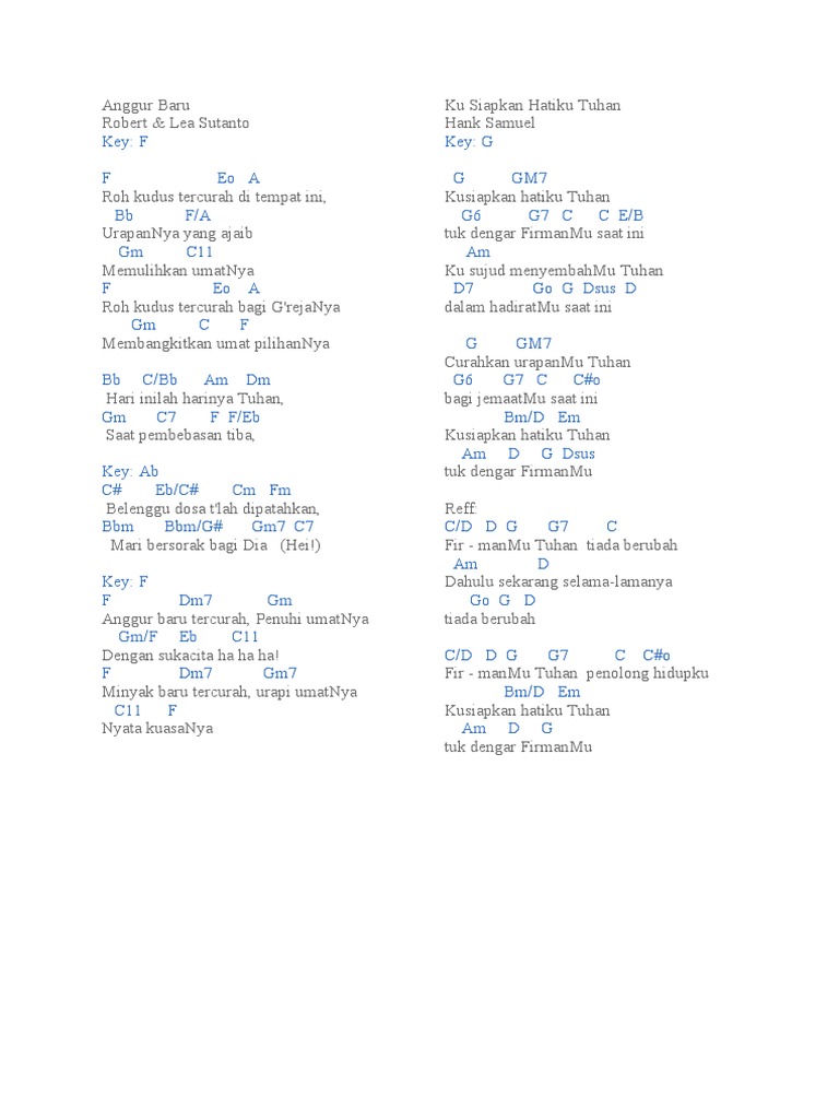 Chords for Anggur Baru Tercurah | PDF | Song Structure | Music Theory