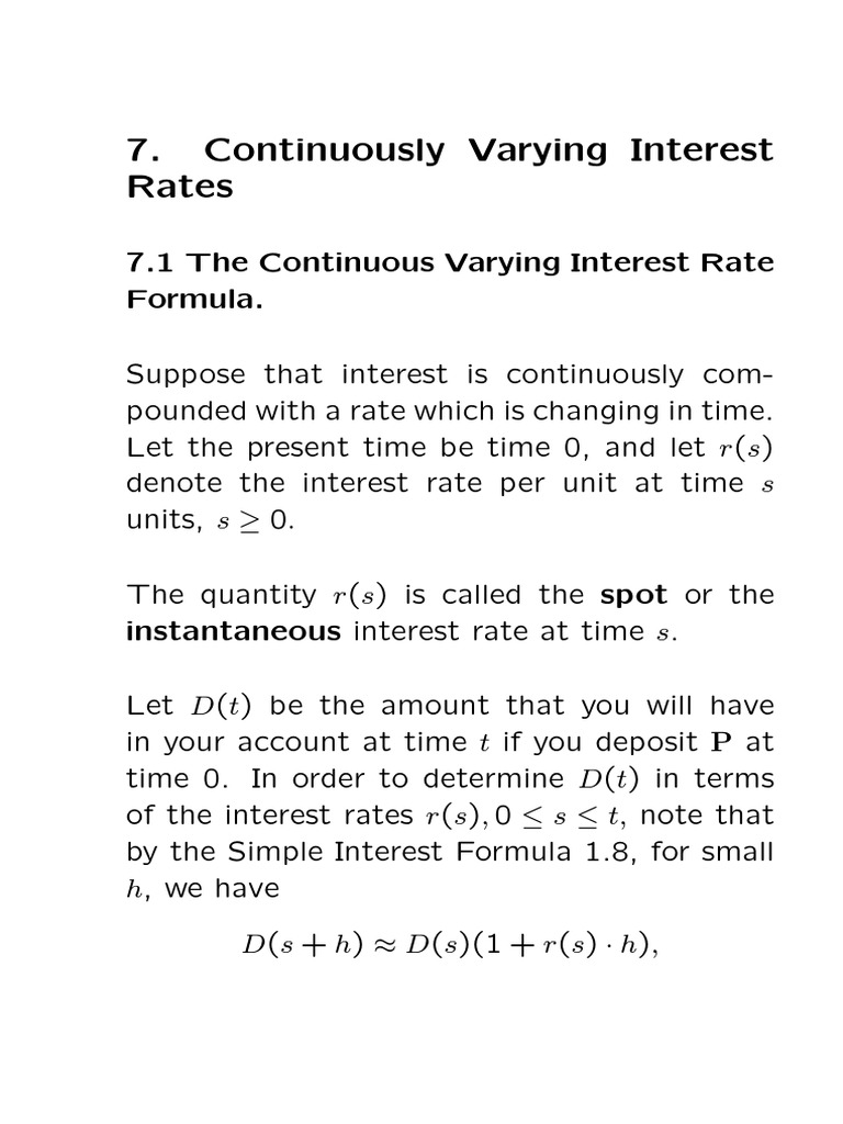 Continuous Varying Interest Rates Formula | PDF | Exponential Function ...