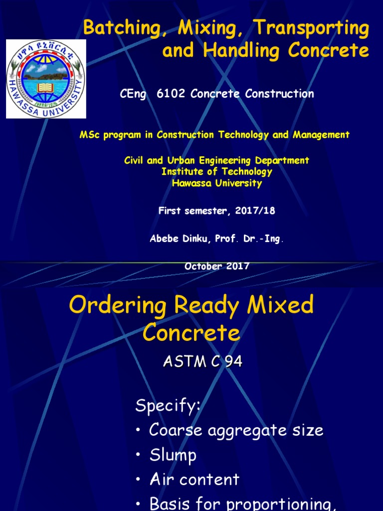 Concrete Batching and Transportation Guide | PDF | Concrete | Crane ...