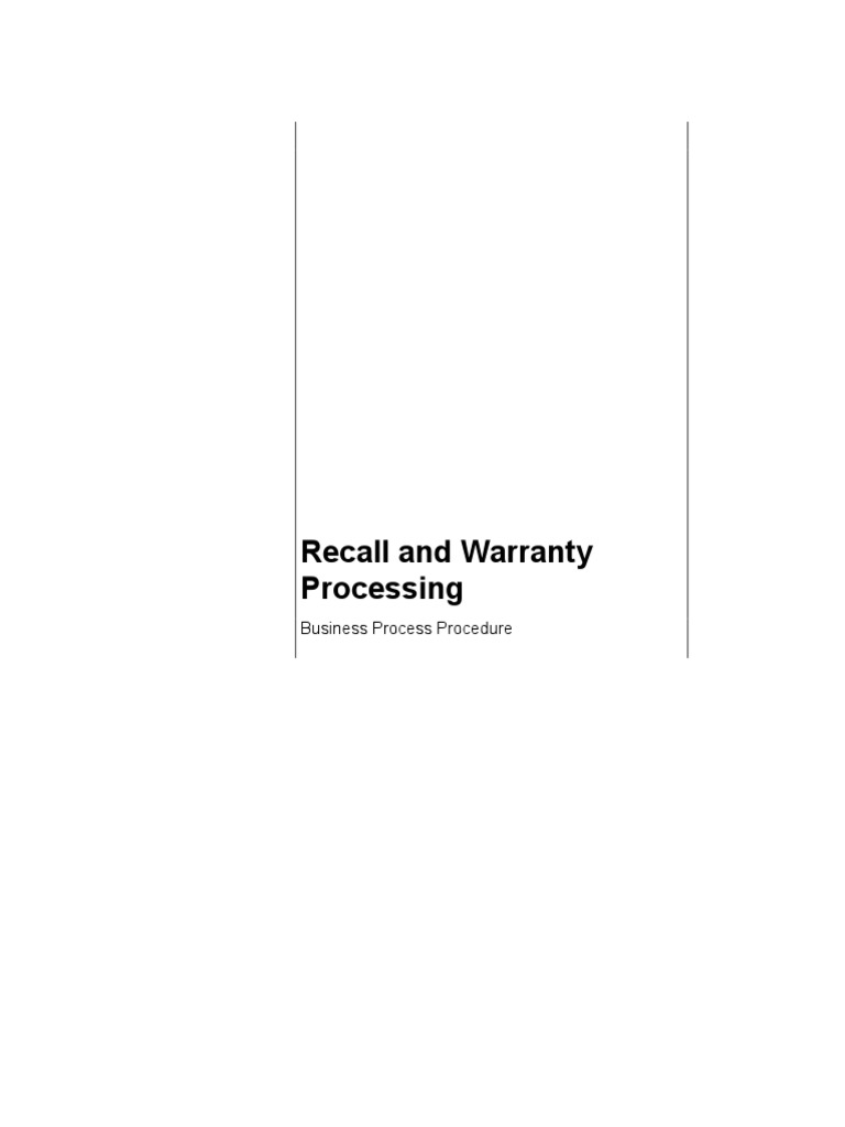 Recall and Warranty Processing: Business Process Procedure | PDF | Hypertext Transfer Protocol ...