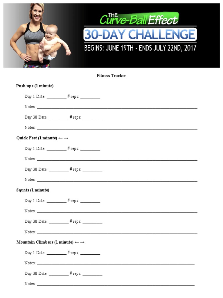 30 Day Fitness Tracker | PDF