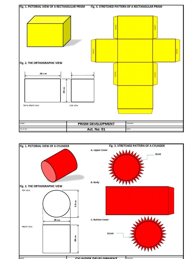 Fig. 1. Pictorial View of A Rectangular Prism Fig. 3. Stretched Pattern ...
