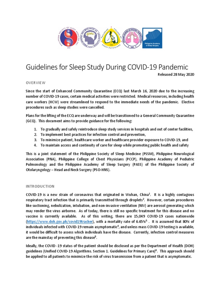 COVID-19 Guidelines for Sleep Studies | PDF | Infection Control ...