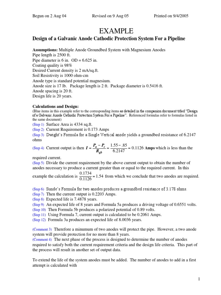Example: Design of A Galvanic Anode Cathodic Protection System For A ...