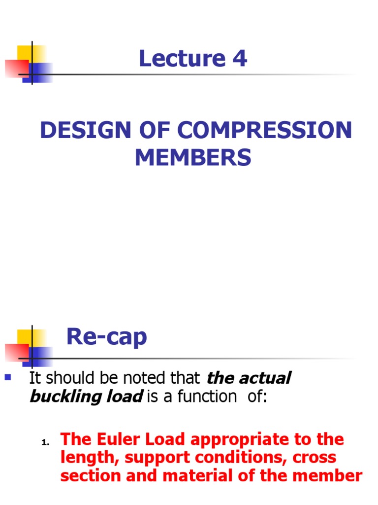 Lecture 4-Design of Compression Members New | PDF | Buckling | Truss