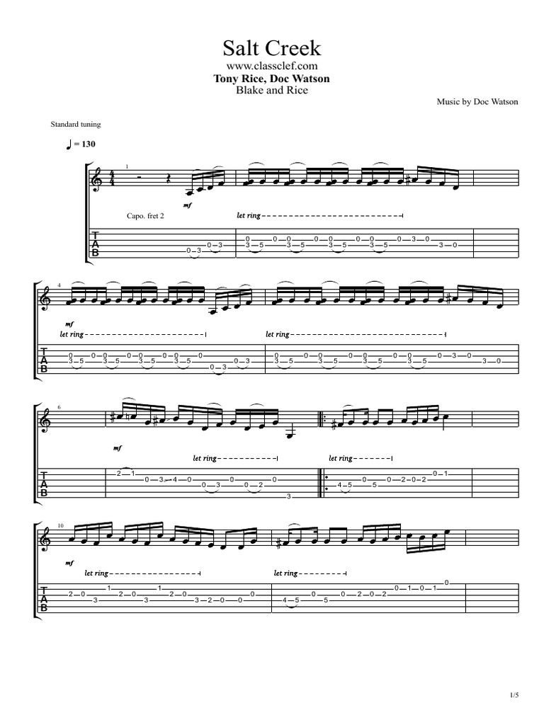 Salt Creek by Tony Rice | PDF | Chordophones | Irish Musical Instruments
