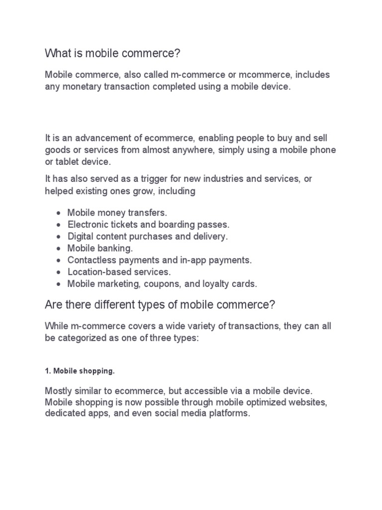 What Is Mobile Commerce | PDF | E Commerce | Mobile Phones