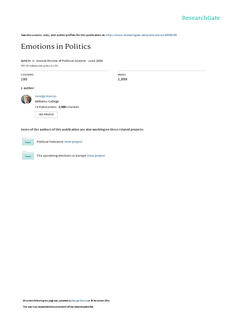 Emotions in Politics | PDF | Affect (Psychology) | Emotions
