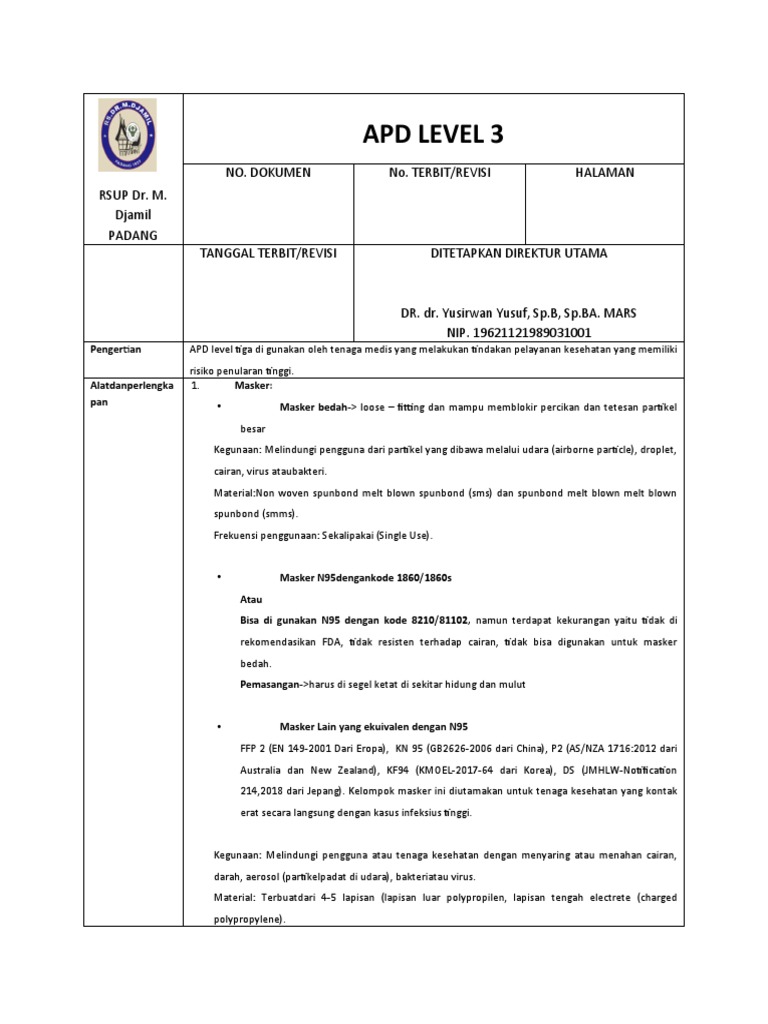 Panduan Penggunaan APD Level 3 | PDF | Sains & Matematika