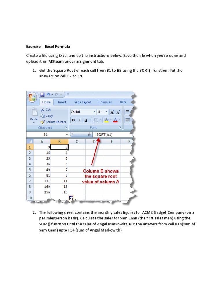 Exercise - Excel Formula | PDF